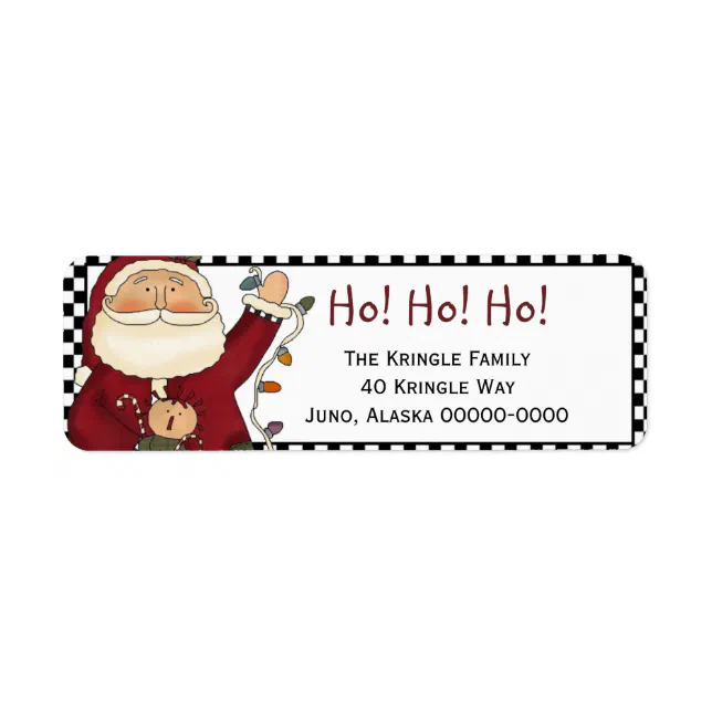 Primitive Santa Return Address Label - Holiday | Zazzle