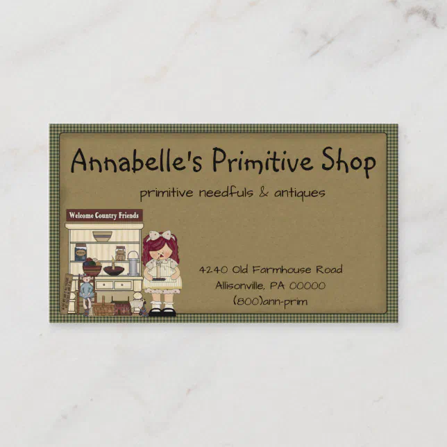 Primitive Shop Country Business Card | Zazzle