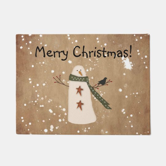 Primitive Snowman Door Mat | Zazzle.com