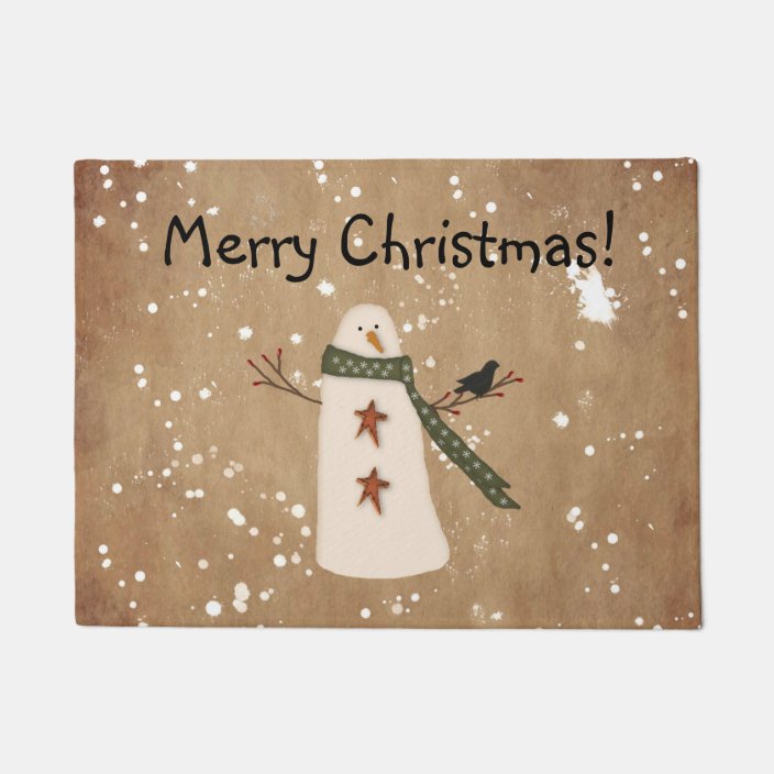 Primitive Snowman Door Mat | Zazzle.com