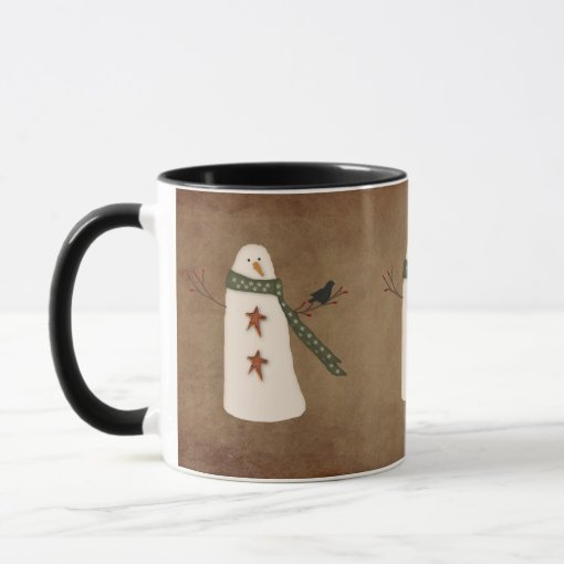 Primitive Snowman Mug | Zazzle