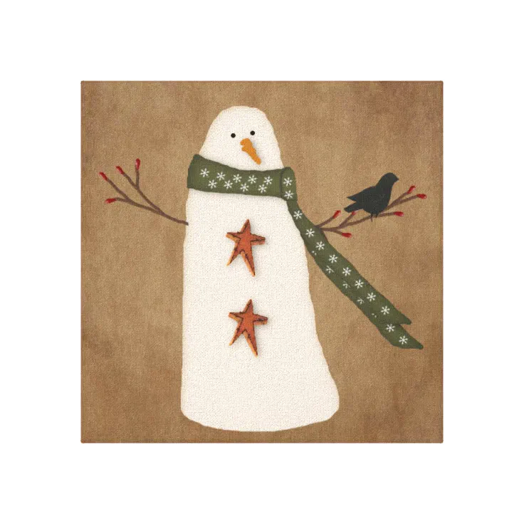 Primitive Snowman Stretched Canvas Print | Zazzle