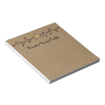 PRIMITIVE STAR & BERRIES ON KRAFT NOTE PAD | Zazzle