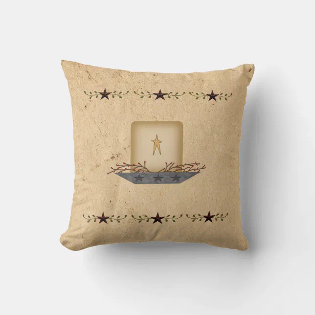 Primitive Star Candle Pillow | Zazzle