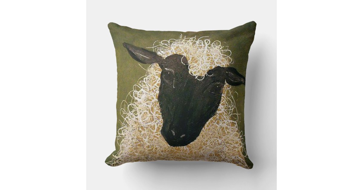 "Primitive Style/Sheep" THROW PILLOW | Zazzle