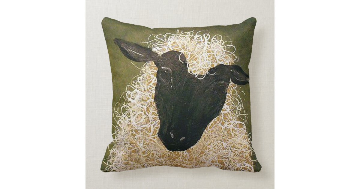 "Primitive Style/Sheep" THROW PILLOW | Zazzle.com