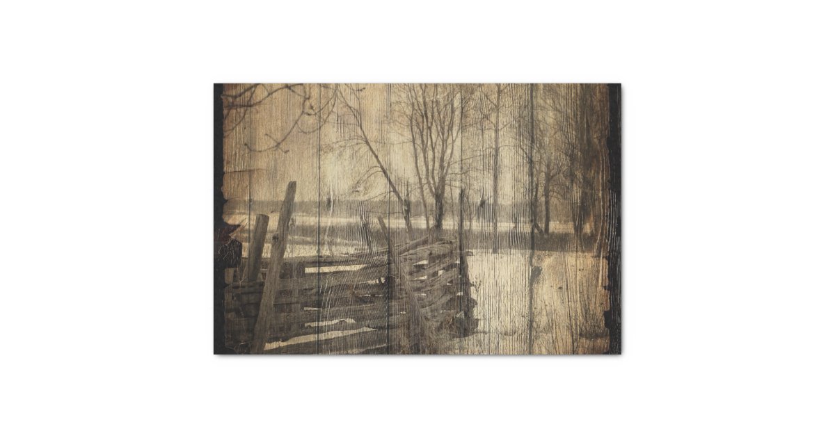 Primitive western country old wood fence farm tissue paper | Zazzle