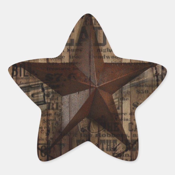 primitive wild western country Texas Star cowboy Star Sticker | Zazzle