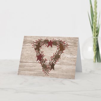 Primitive Wreath Christmas Card | Zazzle