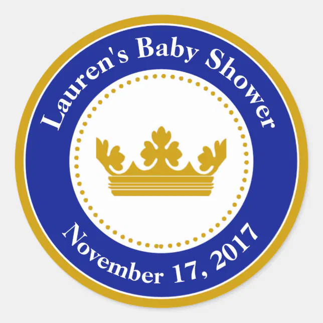 Prince Baby Shower Favor Stickers Blue Boy | Zazzle