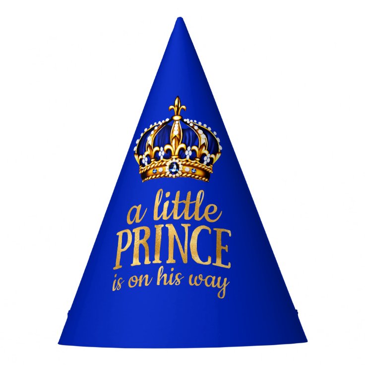Prince Baby Shower Gold Crown Royal Blue Party Party Hat | Zazzle
