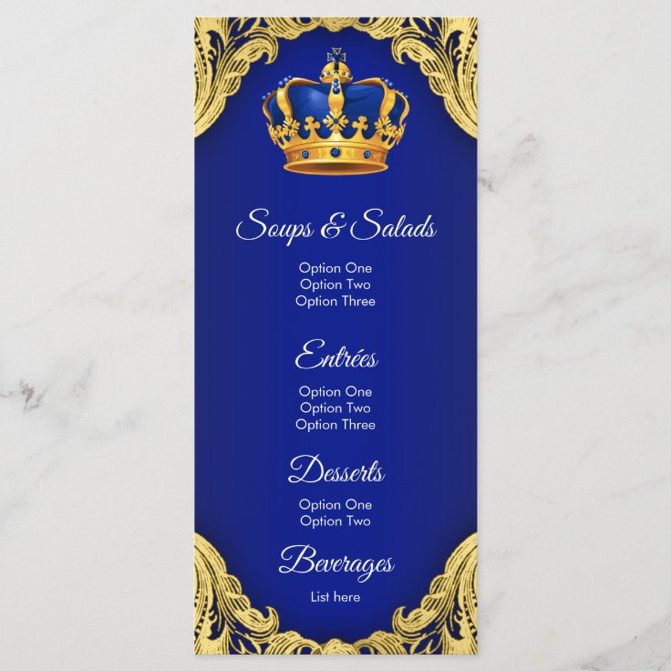 Prince Baby Shower Menu | Zazzle