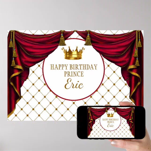 Prince Backdrop, Prince Party Red and Gold Poster | Zazzle