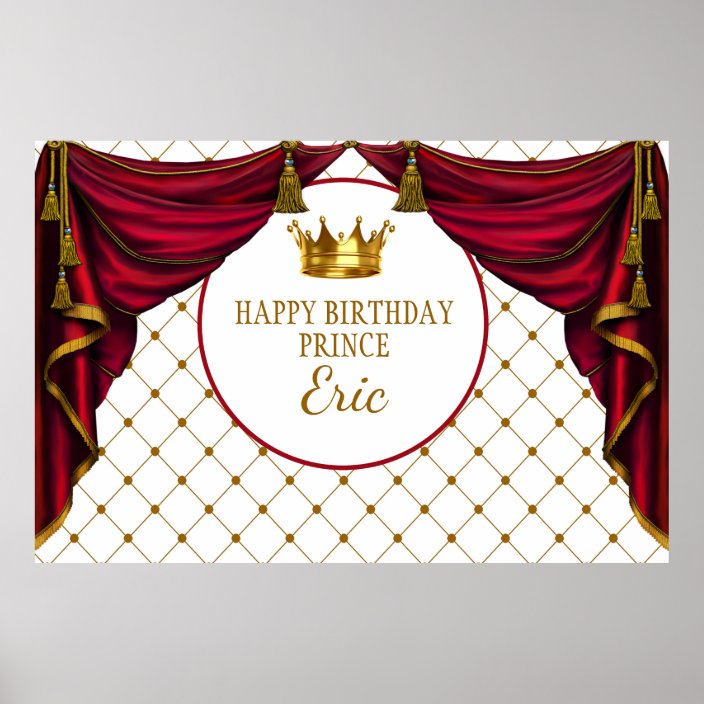 Prince Backdrop, Prince Party Red and Gold Poster | Zazzle.com