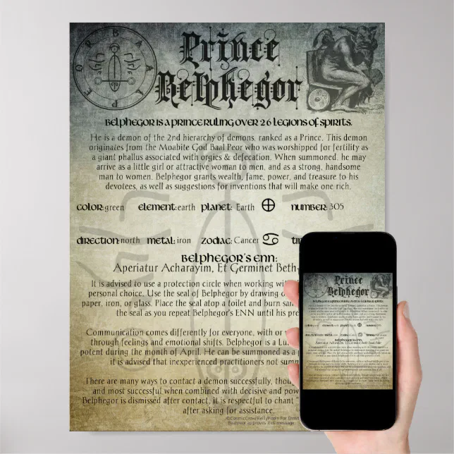 Prince Belphegor Goetia Demon Poster | Zazzle