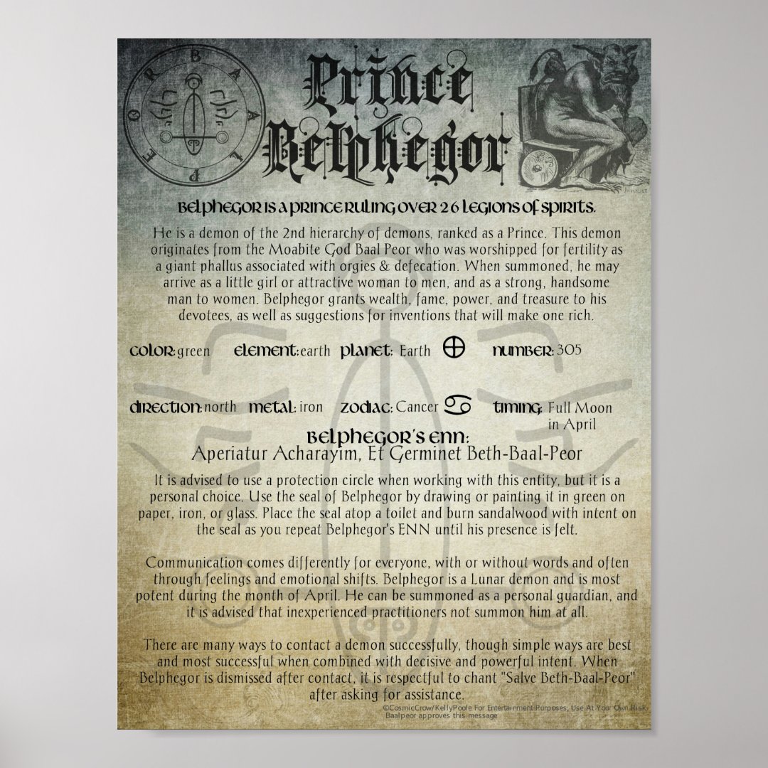 Prince Belphegor Goetia Demon Poster | Zazzle