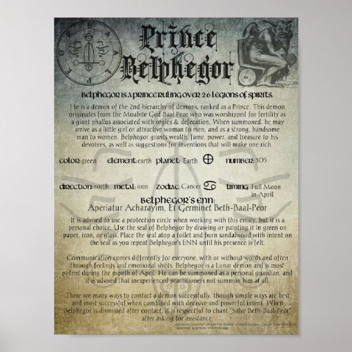 Prince Belphegor Goetia Demon Poster | Zazzle