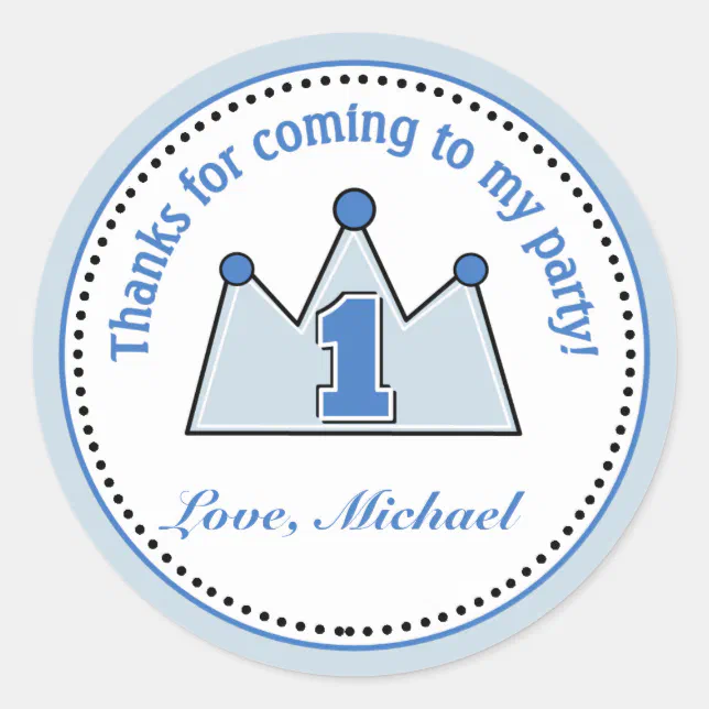 Prince Birthday Party Favor Stickers | Zazzle