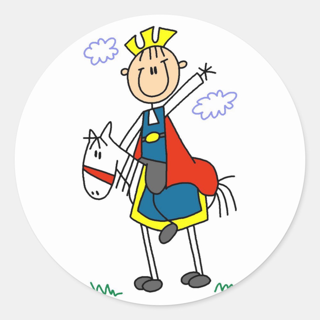 Prince Charming on Horse Tshirts and Gifts Classic Round Sticker | Zazzle