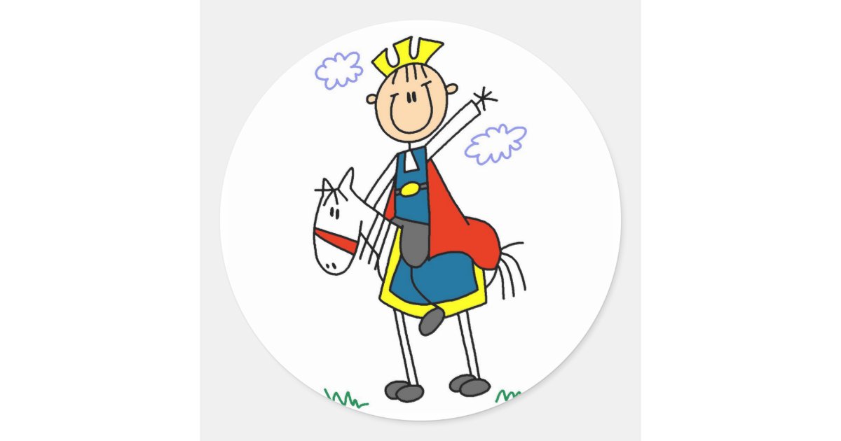Prince Charming on Horse Tshirts and Gifts Classic Round Sticker | Zazzle