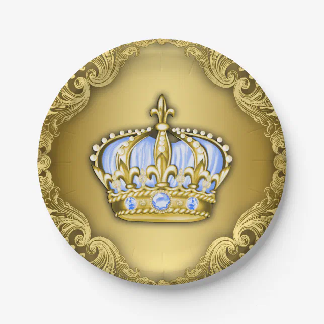 Prince Crown Baby Shower Paper Plates | Zazzle