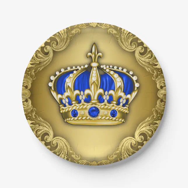 Prince Crown Royal Blue Prince Baby Shower Paper Plates | Zazzle