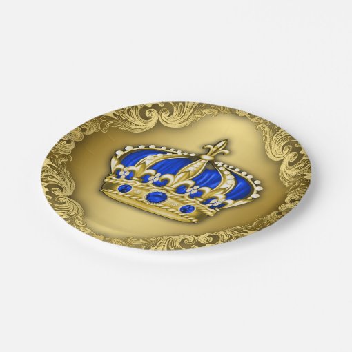 Prince Crown Royal Blue Prince Baby Shower Paper Plates | Zazzle