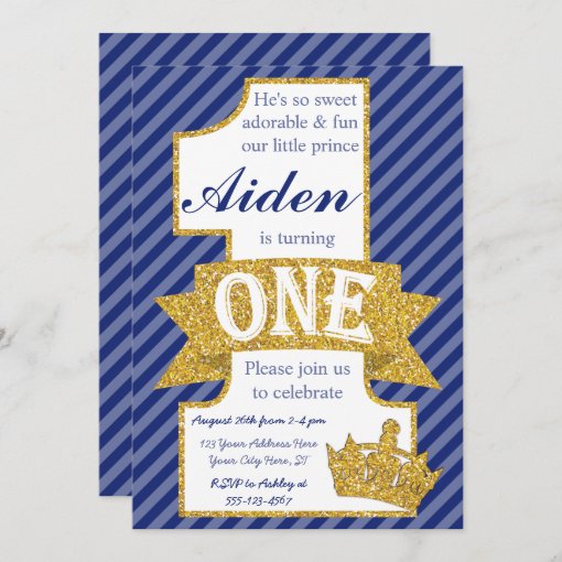 Prince First Birthday Invitation with Envelopes | Zazzle