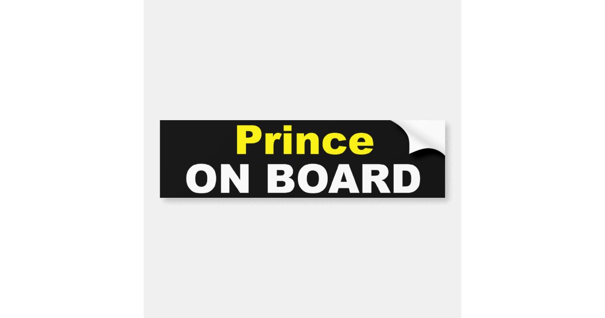 Prince On Board Bumper Sticker | Zazzle