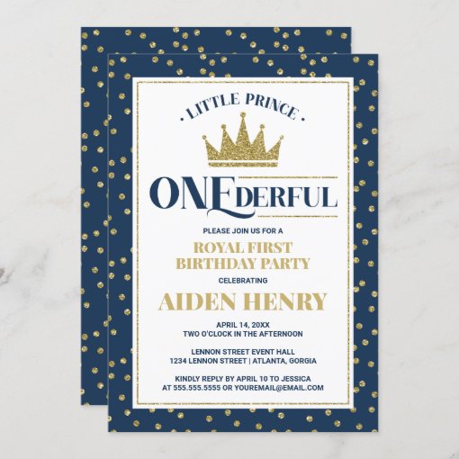 Prince ONEderful First Birthday Party Invitation | Zazzle
