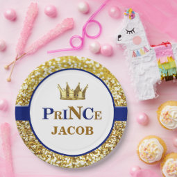 Prince plates | Navy and gold prince plates | Zazzle