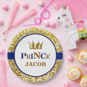 Prince plates | Navy and gold prince plates | Zazzle