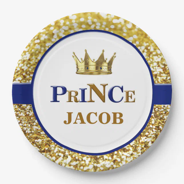 Prince plates | Navy and gold prince plates | Zazzle