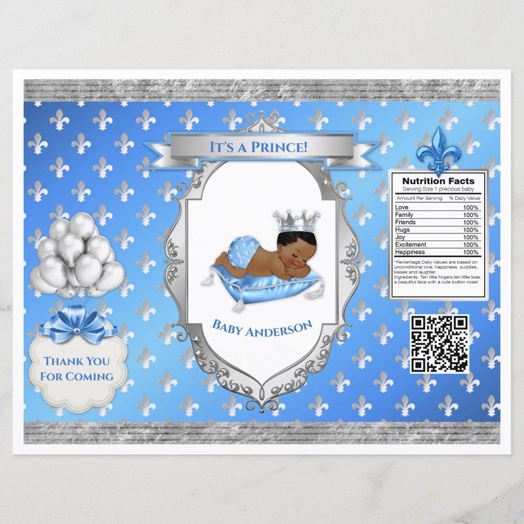 Prince Royal Baby Blue & Silver Pillow Chip Bag | Zazzle