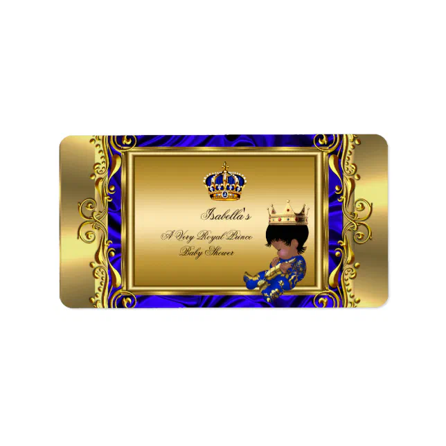 Prince Royal Blue Baby Shower Regal Gold Boy Label | Zazzle