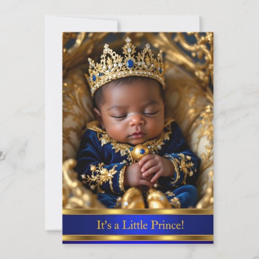 Prince Royal Blue Gold Baby Shower Ethnic Invitation | Zazzle