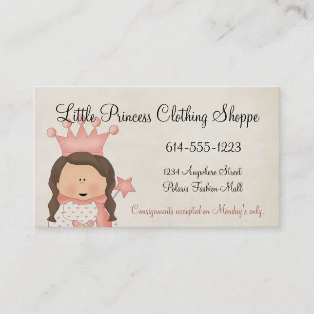 Princess 1 Child Business Cards | Zazzle