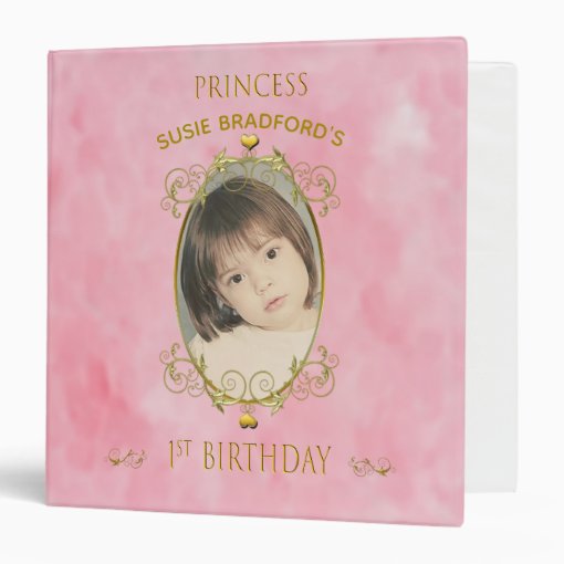 PRINCESS 1ST BIRTHDAY BINDER - PINK/PHOTO INSERT | Zazzle