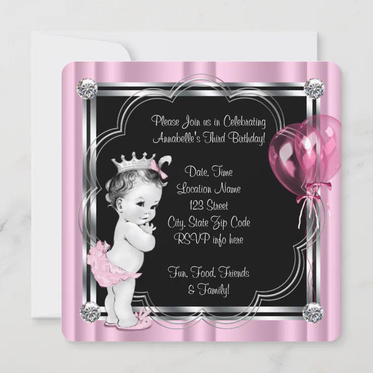 Princess 3rd Birthday Party Invitation | Zazzle