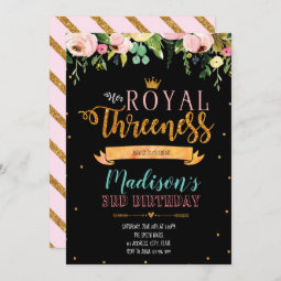 Princess 3rd birthday party invitation | Zazzle