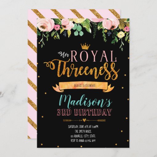Princess 3rd birthday party invitation | Zazzle