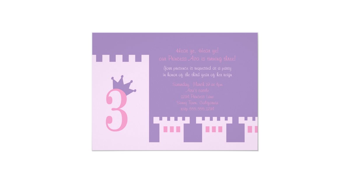 Princess 3rd birthday party invite | Zazzle.com