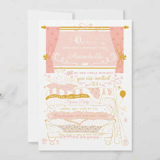 Princess and the Pea Slumber Party Invitation | Zazzle