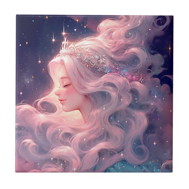 Princess Anime Girl Made Of Stars Ceramic Tile | Zazzle