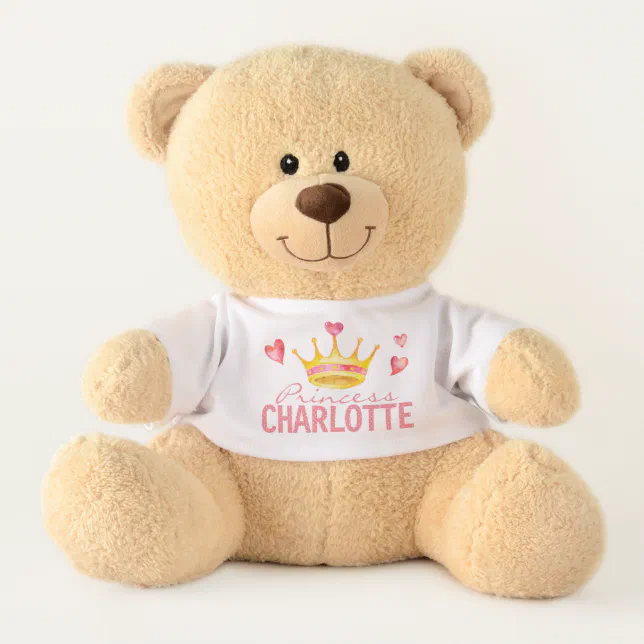 Princess ANY NAME Cute Personalized Hearts & Tiara Teddy Bear | Zazzle