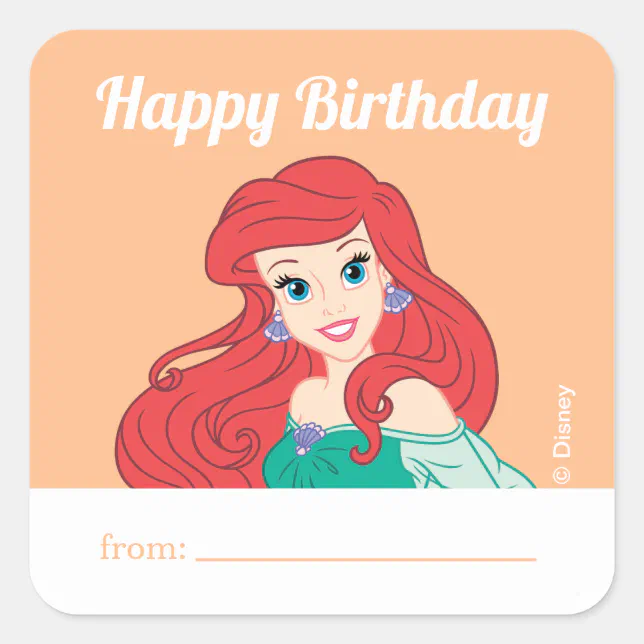 Princess Ariel | A Gift From - Birthday Square Sticker | Zazzle