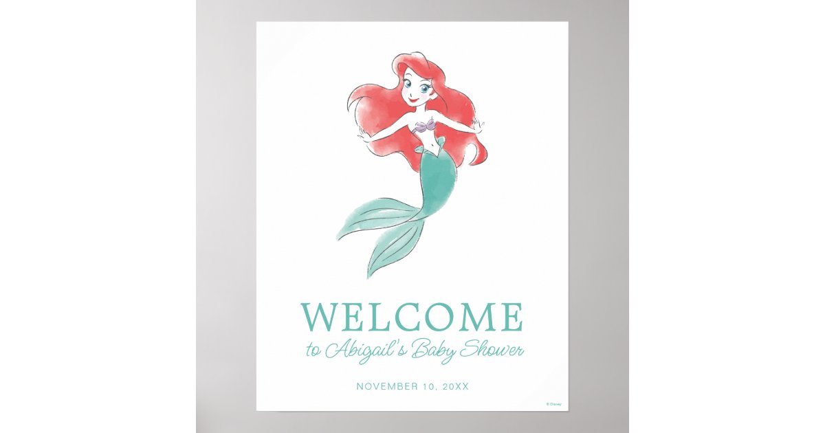 Princess Ariel Baby Shower Welcome Sign | Zazzle