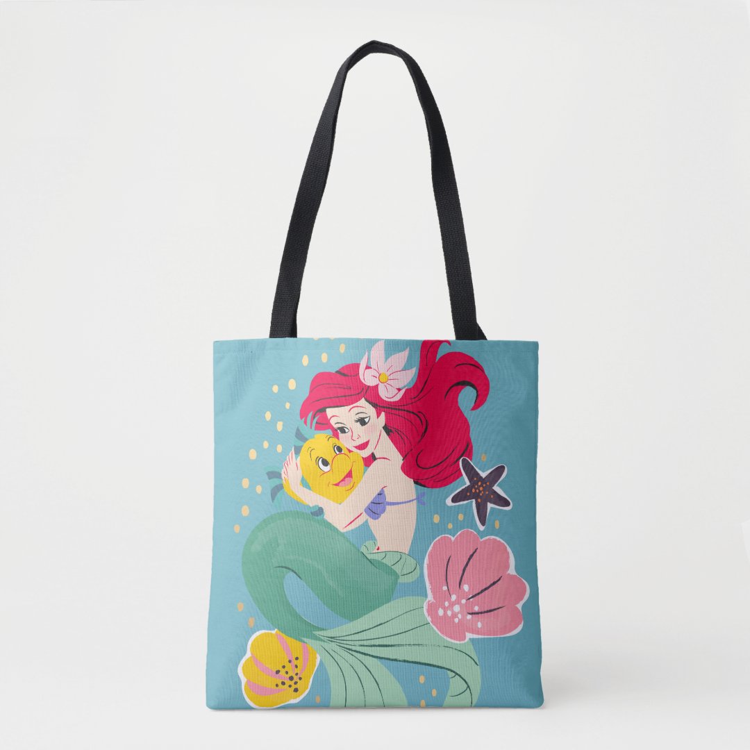 Princess Ariel Holding Flounder Illustration Tote Bag | Zazzle