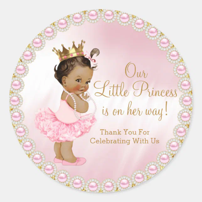 Princess Baby Shower Favor Classic Round Sticker | Zazzle