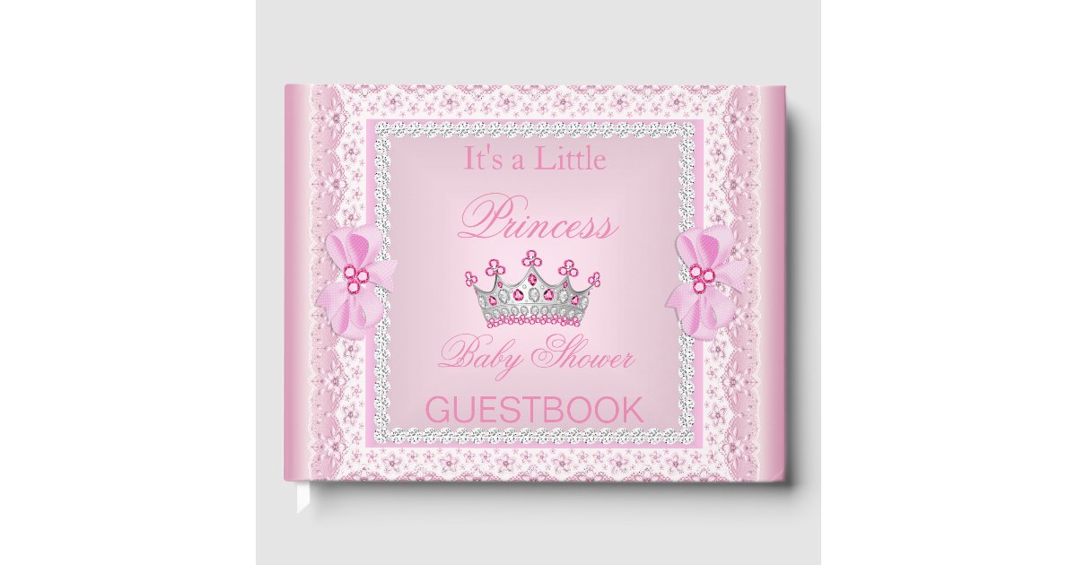 Princess Baby Shower Girl Pink Pearl Tiara Guest Book | Zazzle